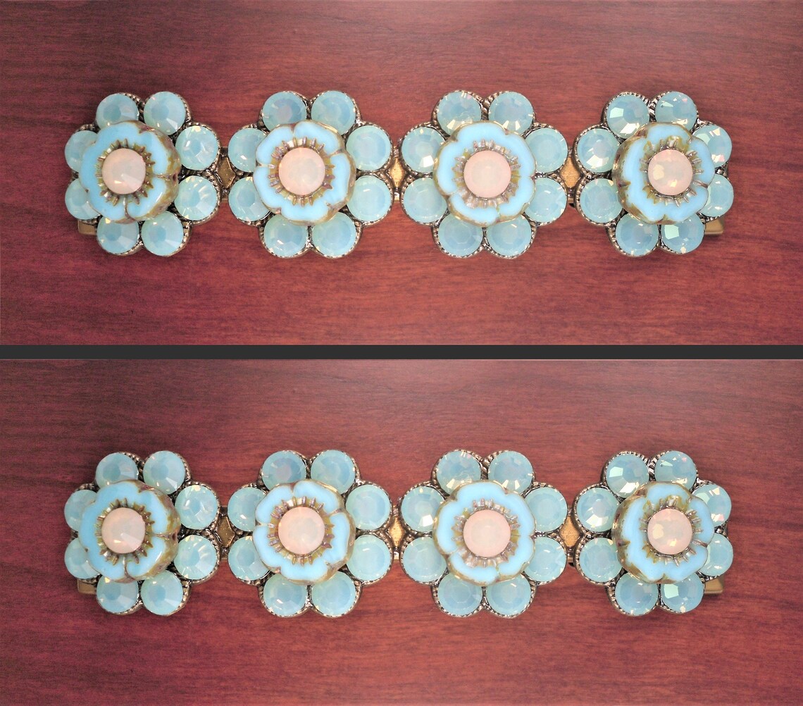 3 3/4 Crystal Flower Drawer Pull Rhinestone Gilded | Etsy