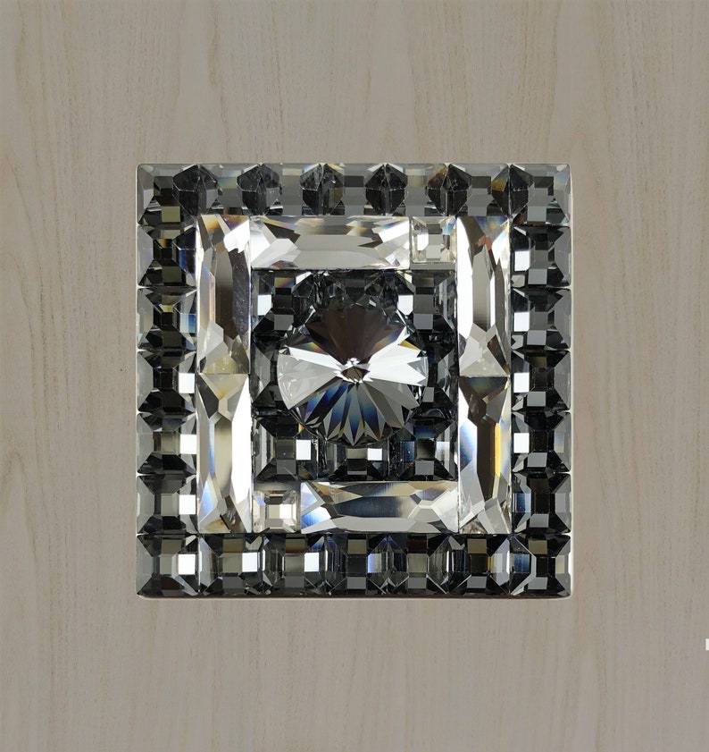 Unique Square Crystal Knob 1 3/4 Satin Nickel Large - Etsy