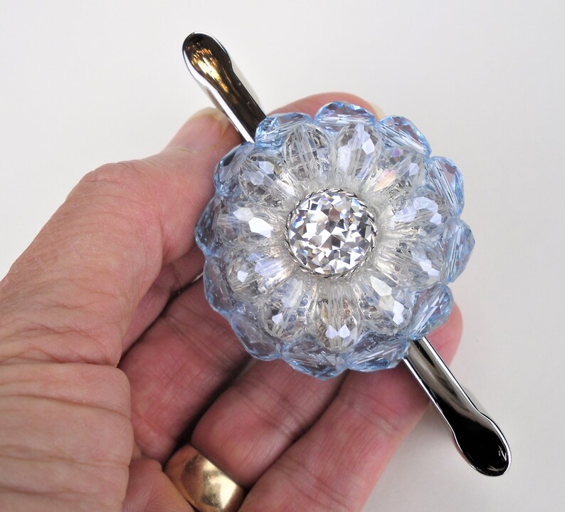 3 Inch Crystal Drawer Pull Aqua Beaded Polished Nickel - Etsy