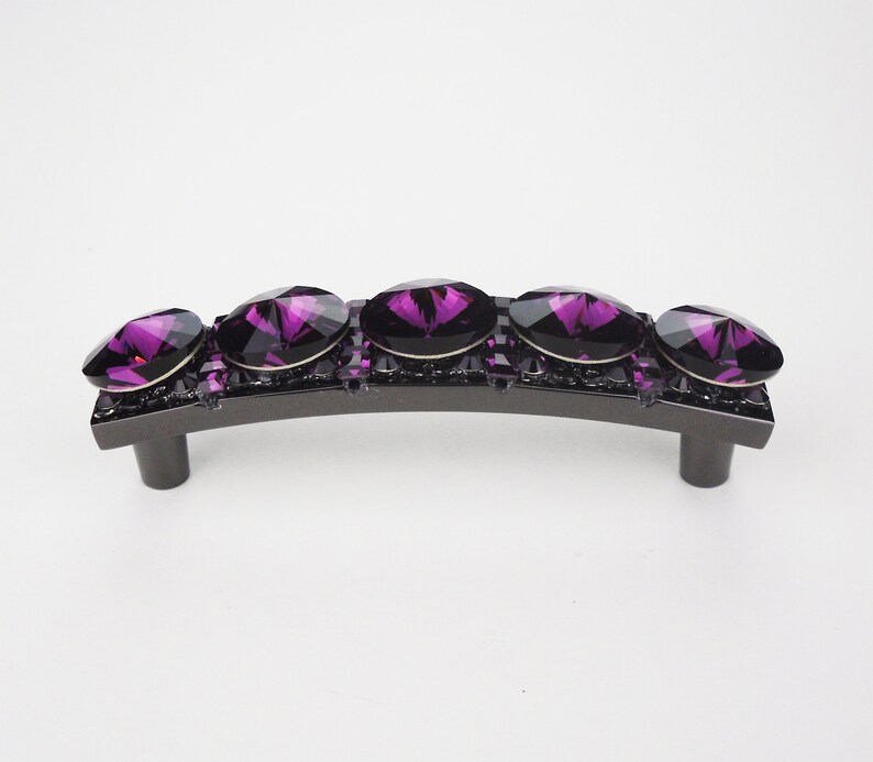 3 Inch Amethyst Crystal Drawer Pull Rhinestone Nickel Cabinet - Etsy