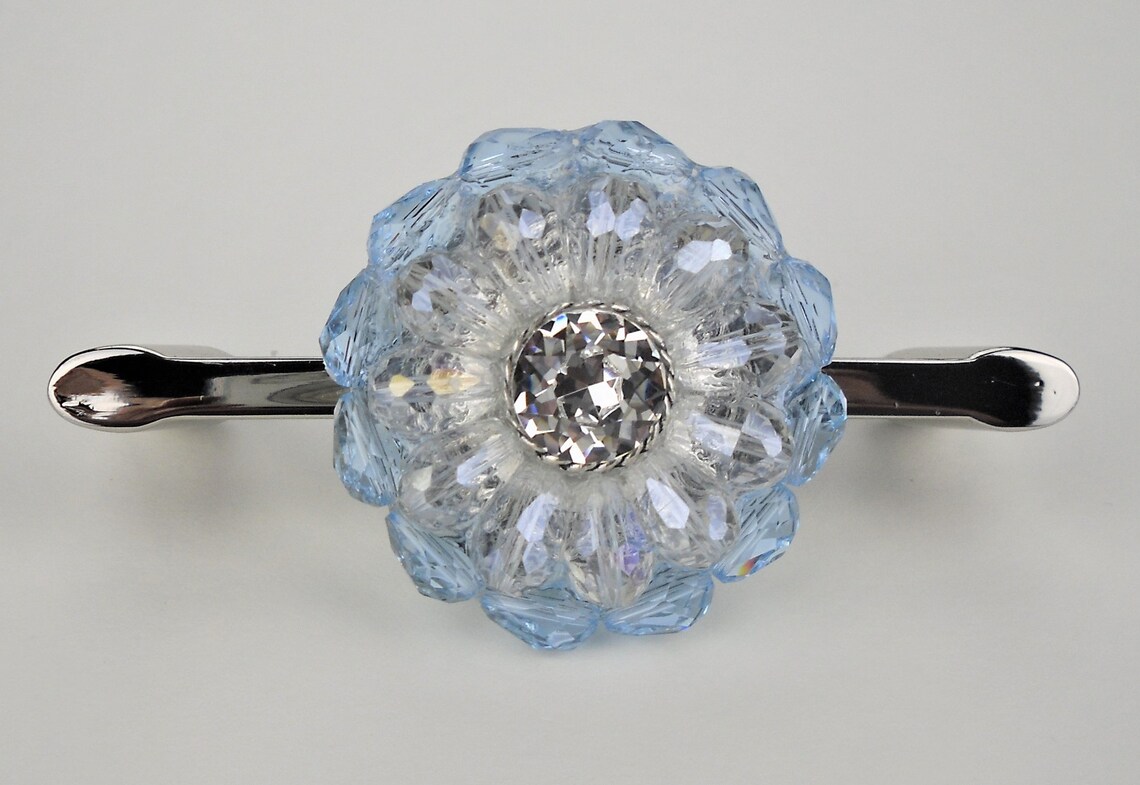 3 Inch Crystal Drawer Pull Aqua Beaded Polished Nickel - Etsy