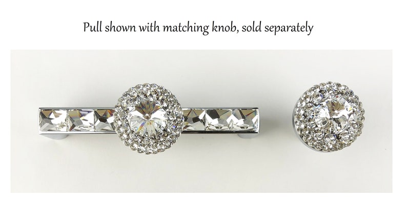 3 Inch Crystal Drawer Pull; Large Rhinestone Chrome 76mm Cabinet Handle ...