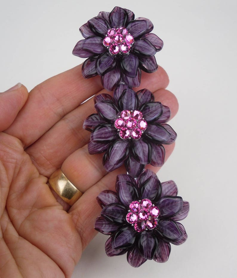 4 Crystal Flower Drawer Pull Large Rhinestone Chrome - Etsy