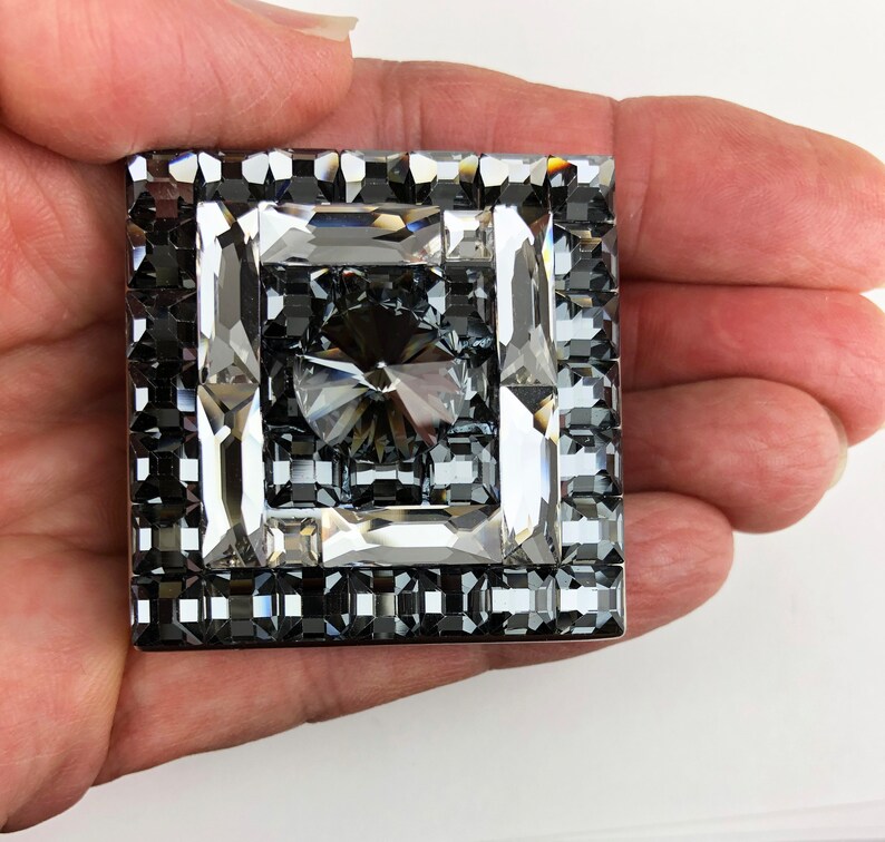 Unique Square Crystal Knob 1 3/4 Satin Nickel Large - Etsy