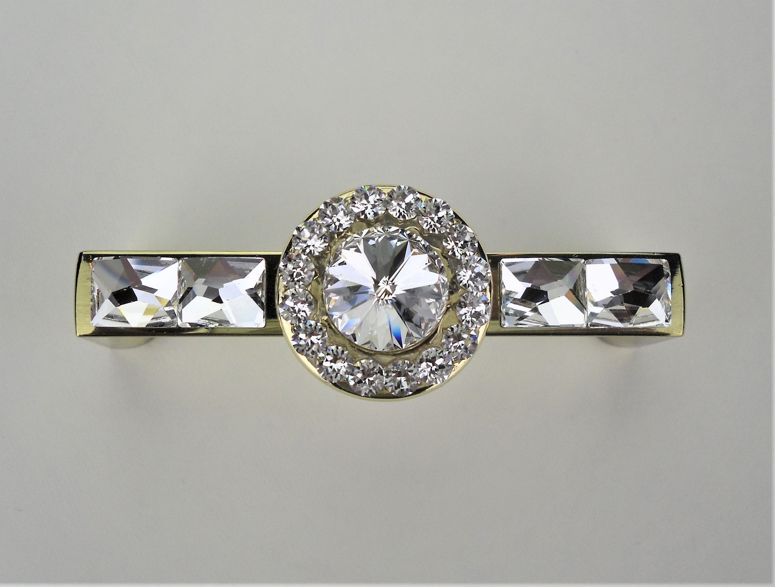 2 1/2 Crystal Drawer Pull Rhinestone Brass Cabinet - Etsy