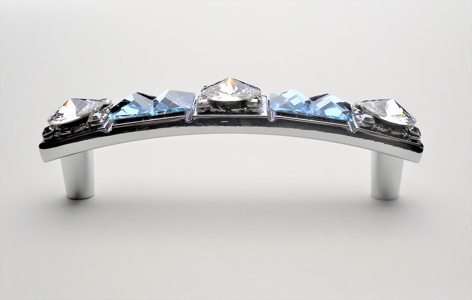 3 Inch Aqua Crystal Drawer Pull Large Rhinestone Chrome - Etsy