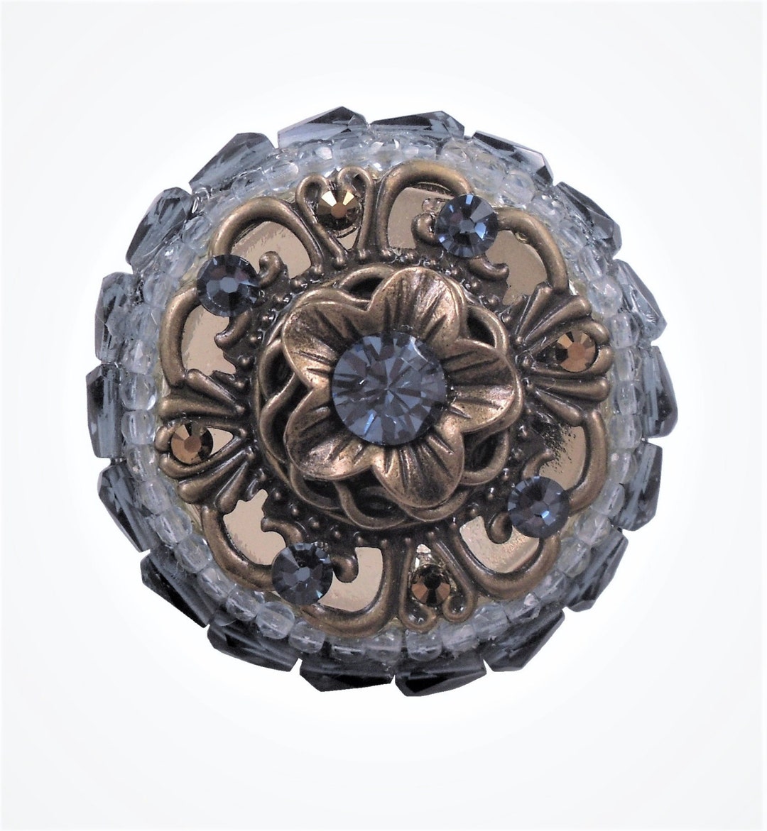 Decorative Crystal Knob Denim Blue Czech Glass Beads; Unique Kitchen ...