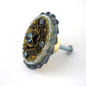 Decorative Crystal Knob Denim Blue Czech Glass Beads; Unique Kitchen ...