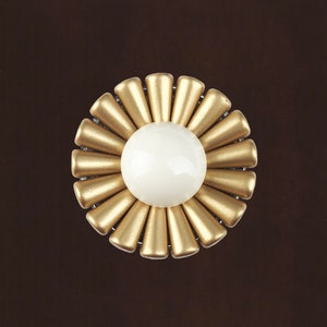 Unique Cabinet Knob, Large Ivory Cream Pearl Matte Gold Czech Glass ...