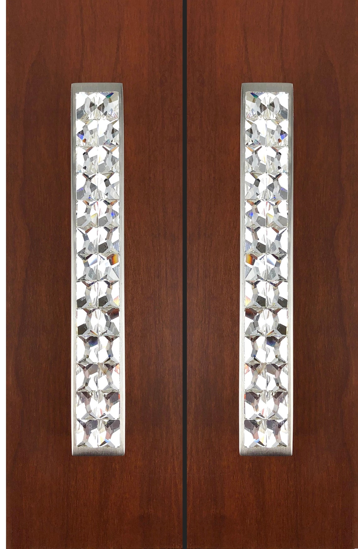 5 Crystal Drawer Pull Large Rhinestone Satin Nickel | Etsy