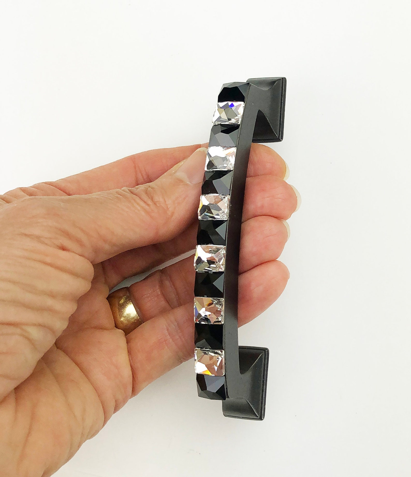 3 3/4 Crystal Drawer Pull Rhinestone Colors Iron | Etsy