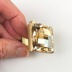 Unique Square Golden Shadow Crystal Knob, 1 3/16" Decorative Kitchen ...
