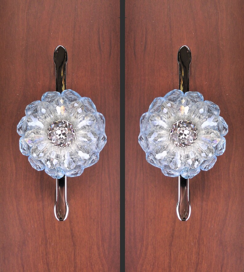3 Inch Crystal Drawer Pull Aqua Beaded Polished Nickel - Etsy