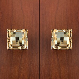 Unique Square Golden Shadow Crystal Knob, 1 3/16" Decorative Kitchen ...