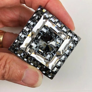 Unique Square Crystal Knob, 1 3/4" Satin Nickel, Large Modern ...