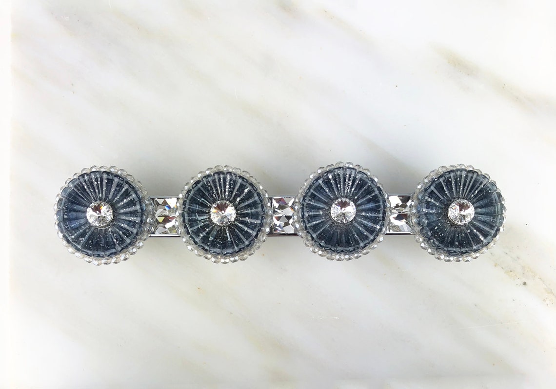 7 Inch Montana Blue Crystal Drawer Pull, Large Beaded Cabinet Handle ...