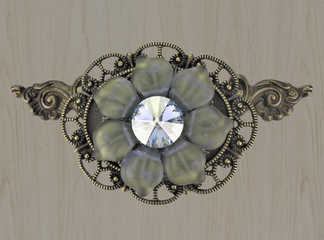 2 1/2 Inch Crystal Drawer Pull; Rhinestone Antique Bronze Cabinet ...