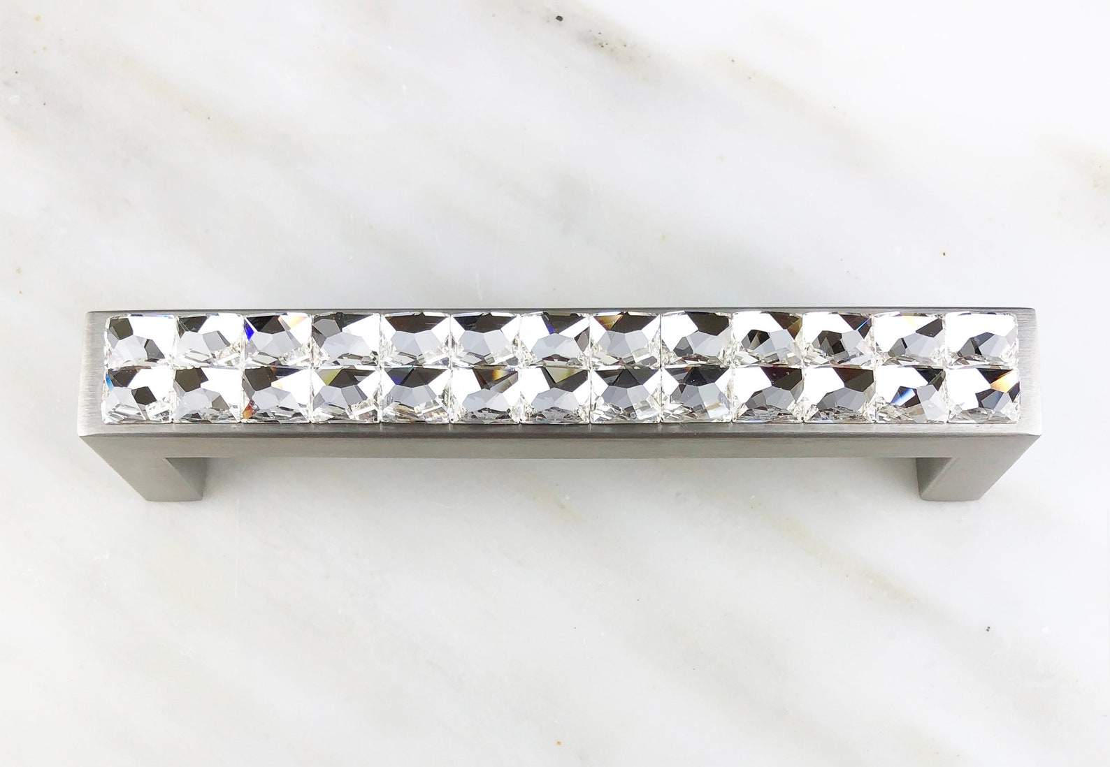 5 Crystal Drawer Pull Large Rhinestone Satin Nickel | Etsy