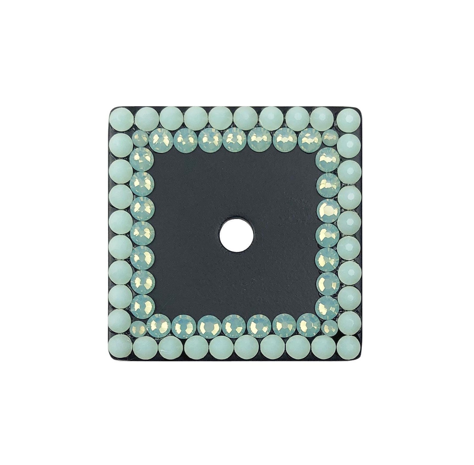 Crystal Cabinet Knob Backplate Black Square, 1-1/4 Decorative Cupboard ...