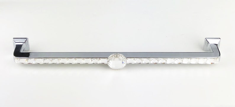 10 Crystal Drawer Pull Large Rhinestone Long Chrome - Etsy
