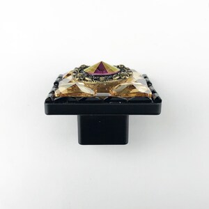 Unique Square Crystal Knob; 1 1/2" Black Decorative Kitchen Cabinet Cupboard Door, Dresser ...