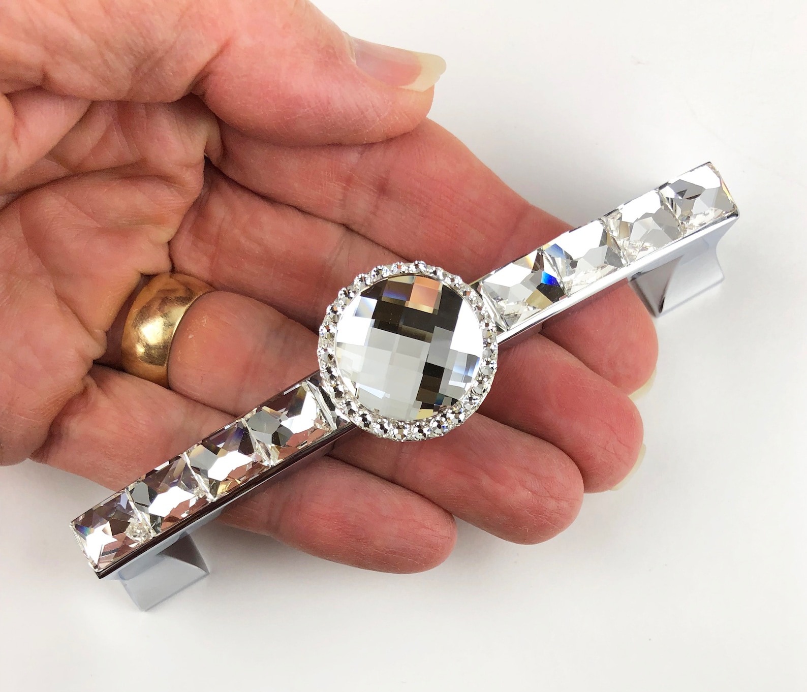 4 Crystal Drawer Pull Rhinestone Chrome Cabinet Handle Kitchen Cupboard ...