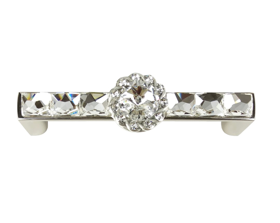3 Inch Crystal Drawer Pull; Rhinestone Chrome Cabinet Handle; 76mm ...