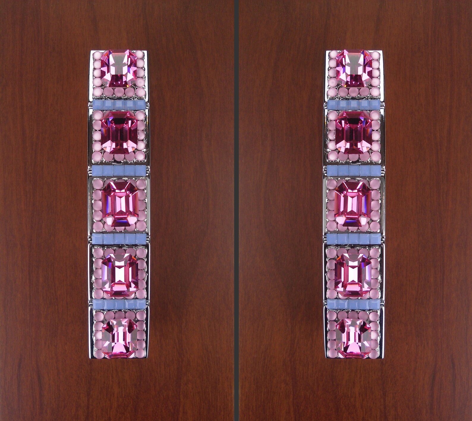 3 Inch Crystal Drawer Pull; Rhinestone Rose Air Blue Opal Chrome ...