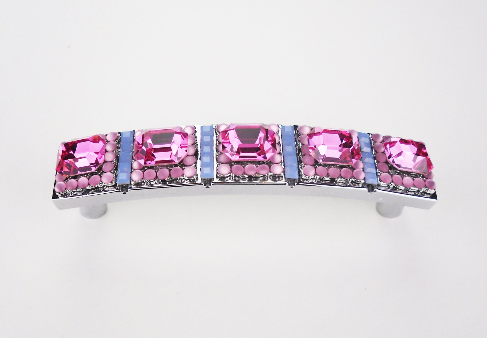 3 Inch Crystal Drawer Pull; Rhinestone Rose Air Blue Opal Chrome ...