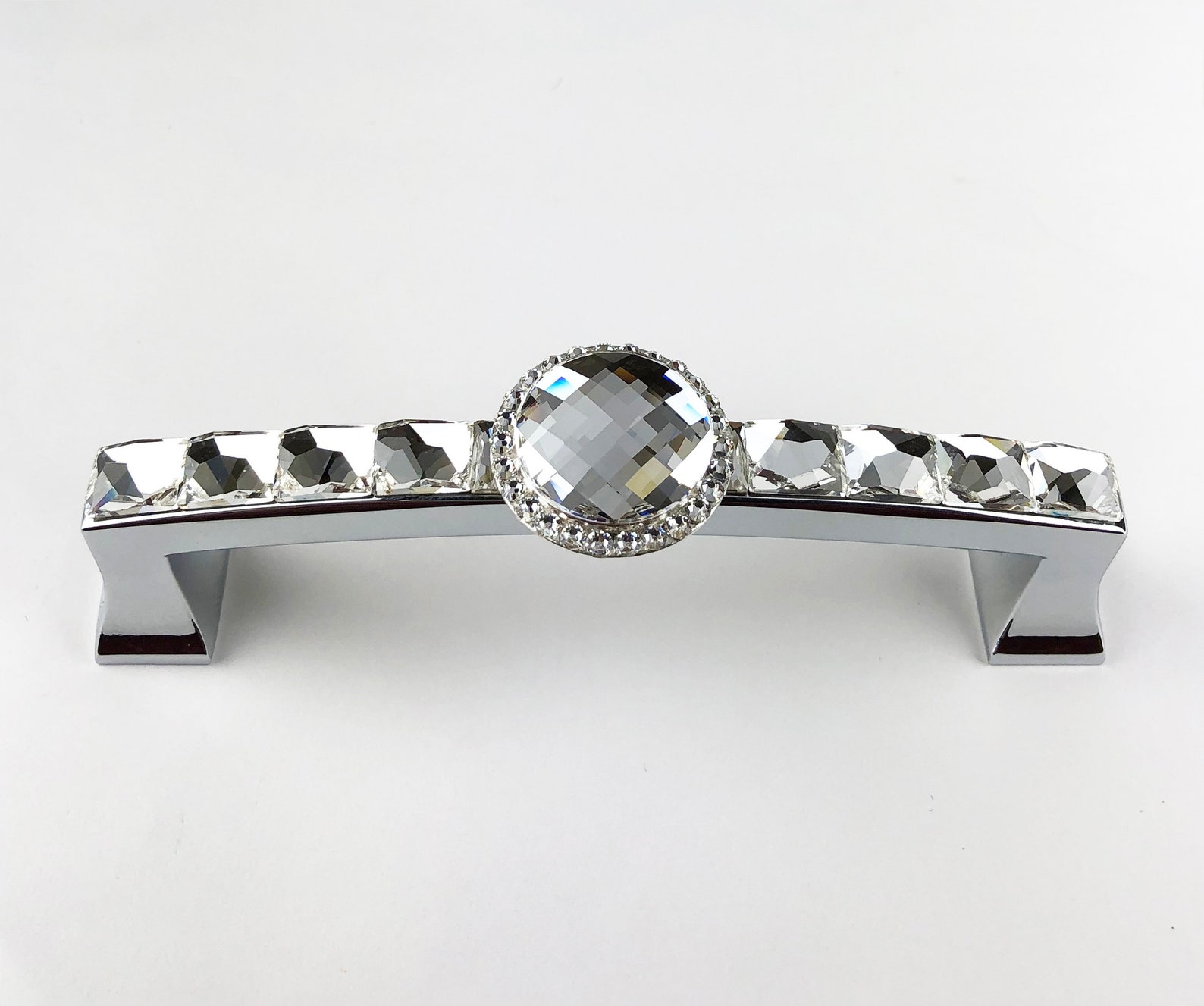 4 Crystal Drawer Pull Rhinestone Chrome Cabinet Handle Kitchen Cupboard ...