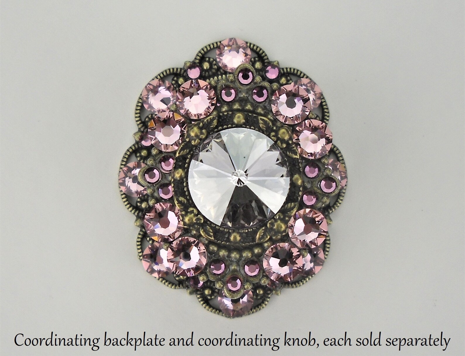 Cabinet Knob Backplate - Crystal Antique Bronze; Decorative Cupboard ...