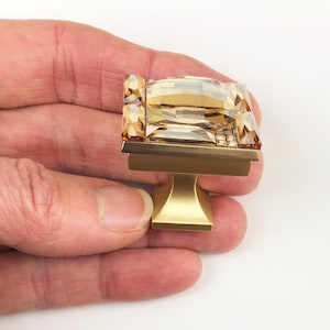 Unique Square Golden Shadow Crystal Knob, 1 3/16" Decorative Kitchen ...