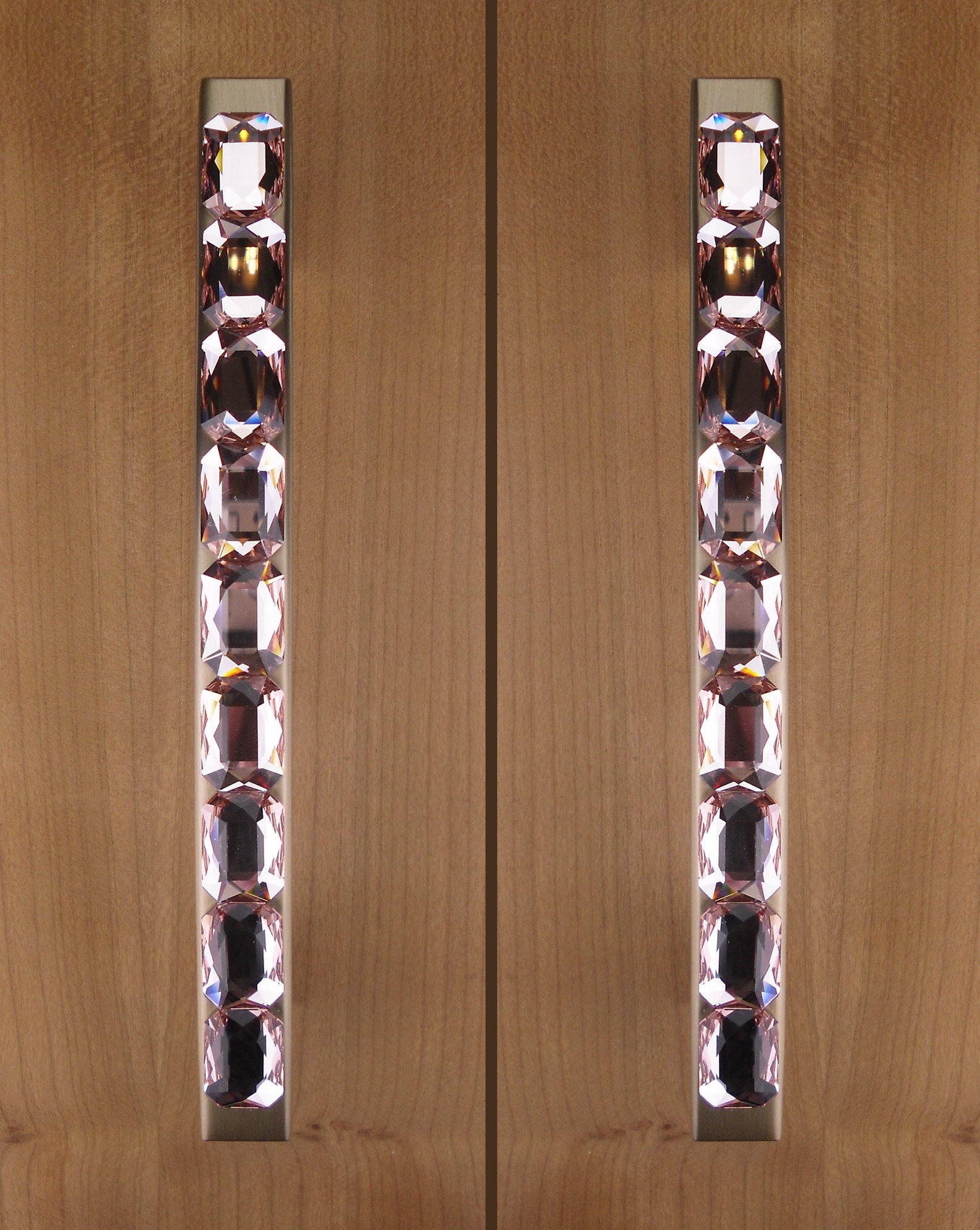 4" Crystal Drawer Pull; Rhinestone Colors on Champagne Bronze or Soft ...