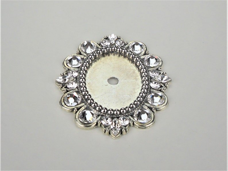 Cabinet Knob Backplate Crystal Antique Silver Decorative - Etsy