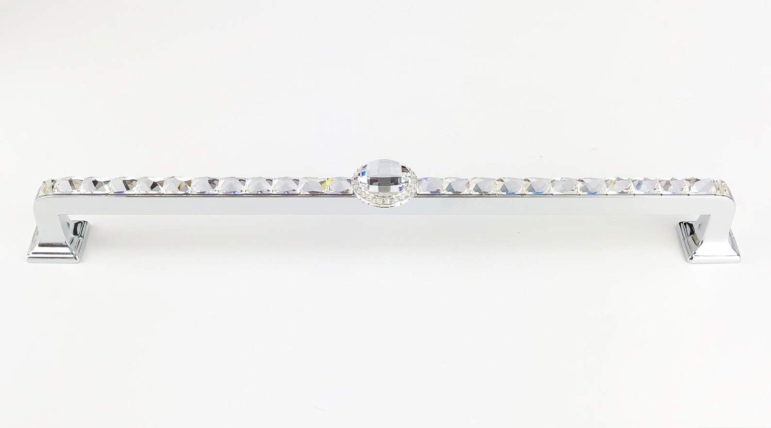 10 Crystal Drawer Pull Large Rhinestone Long Chrome - Etsy