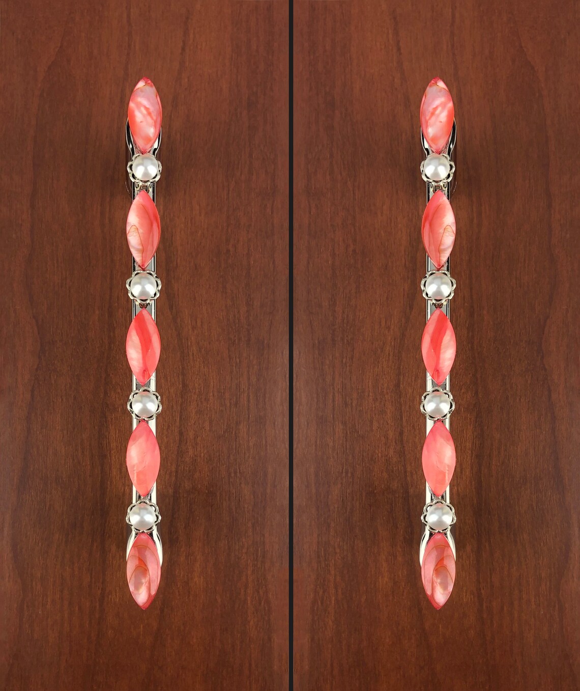 3 3/4 Inch Crystal Drawer Pull Coral Beaded Polished Nickel - Etsy