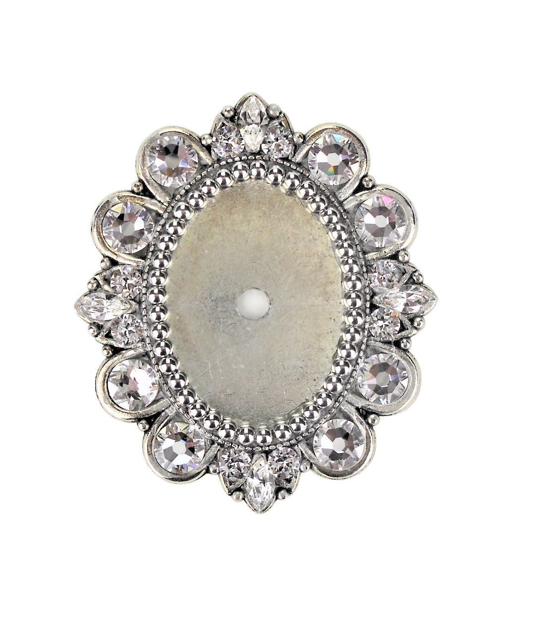 Cabinet Knob Backplate - Crystal Antique Silver; Decorative Cupboard ...