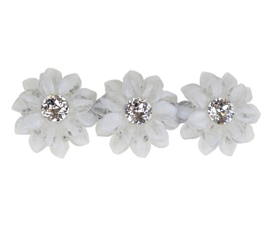 4 Crystal Flower Drawer Pull Large Rhinestone Chrome | Etsy