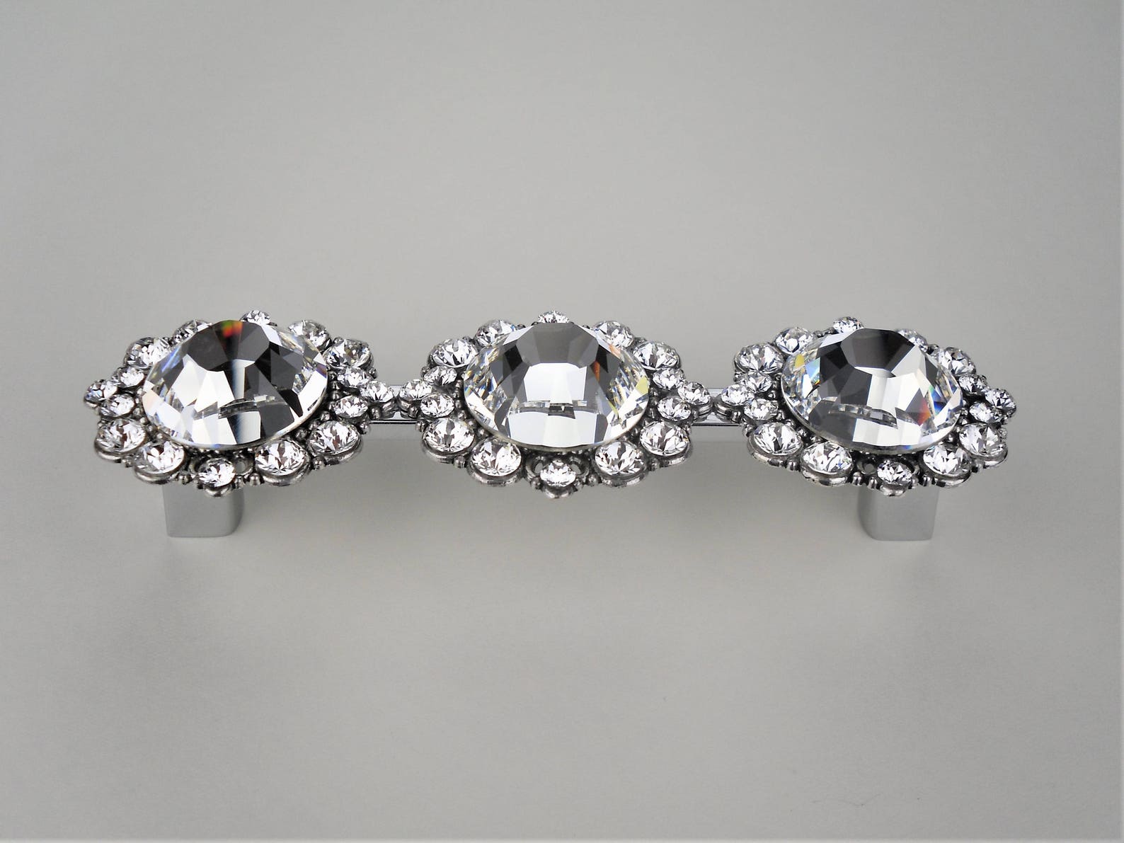 4 Crystal Drawer Pull Large Rhinestone Chrome Cabinet - Etsy