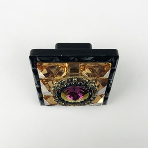 Unique Square Crystal Knob; 1 1/2" Black Decorative Kitchen Cabinet Cupboard Door, Dresser ...