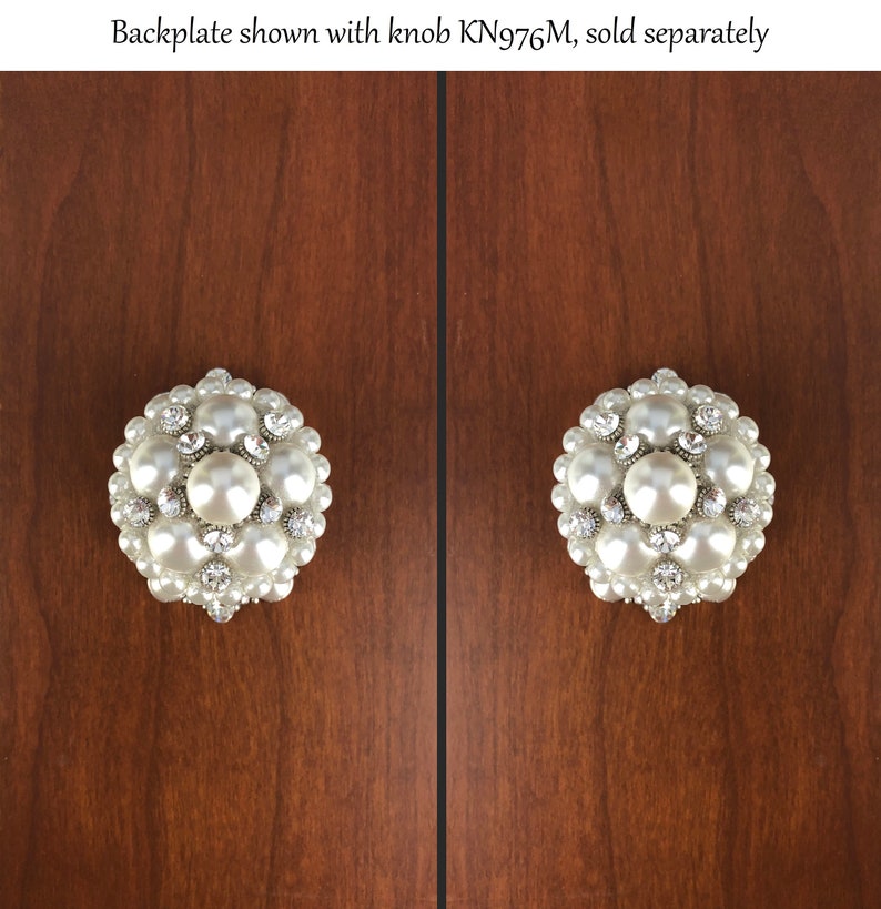 Cabinet Knob Backplate Crystal Pearl Antique Silver - Etsy