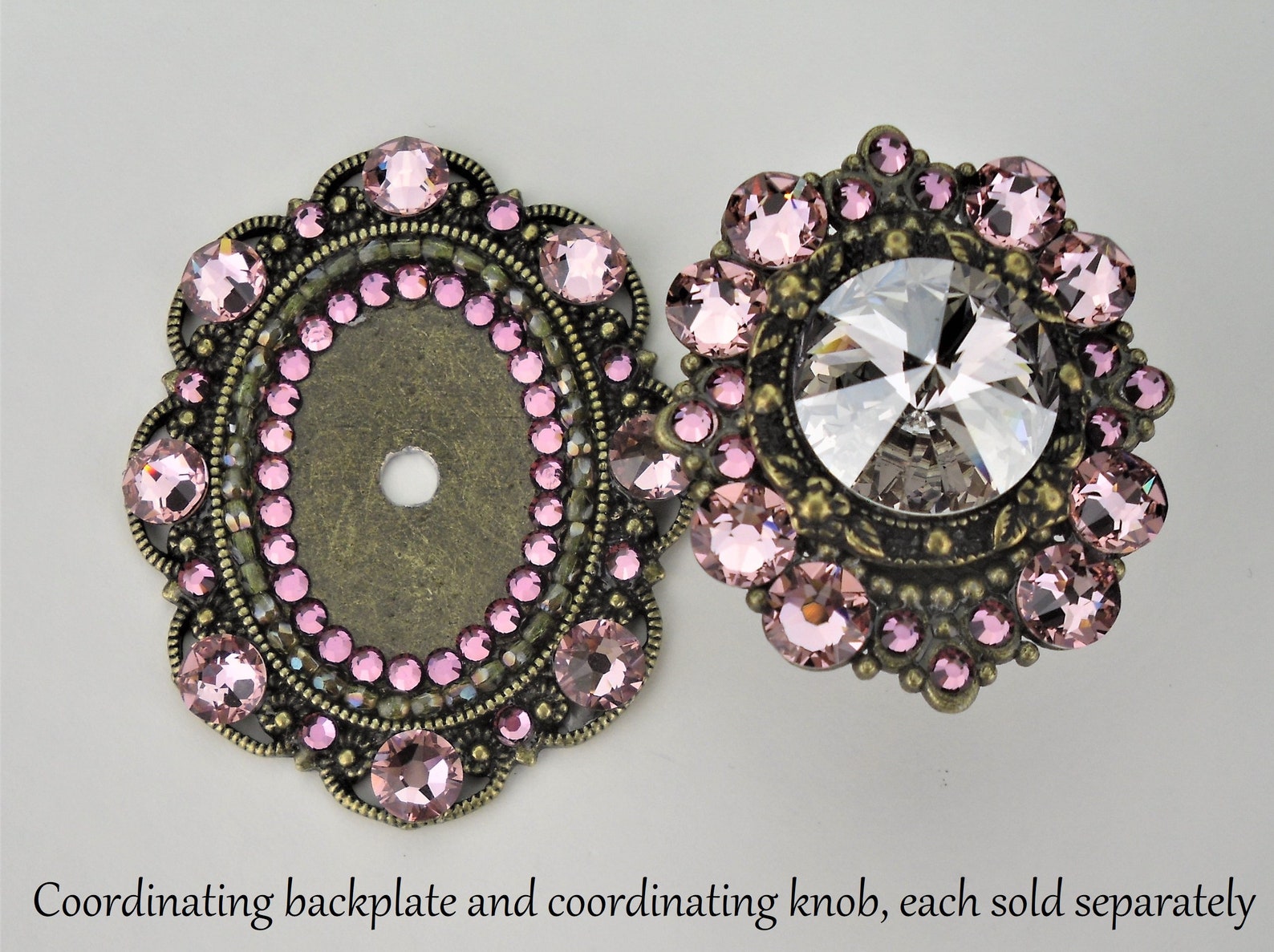 Cabinet Knob Backplate - Crystal Antique Bronze; Decorative Cupboard ...