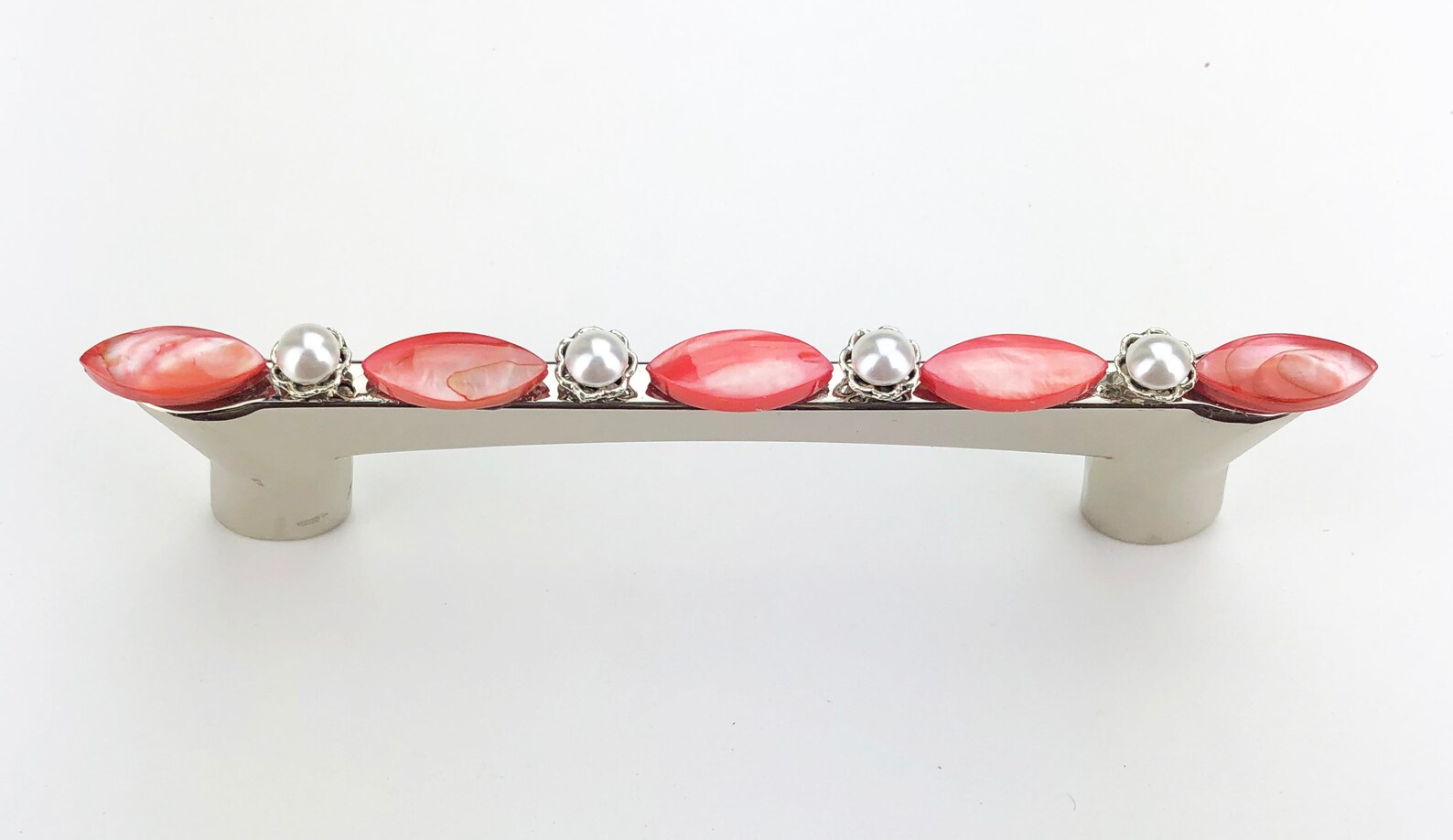 3 3/4 Inch Crystal Drawer Pull Coral Beaded Polished Nickel - Etsy