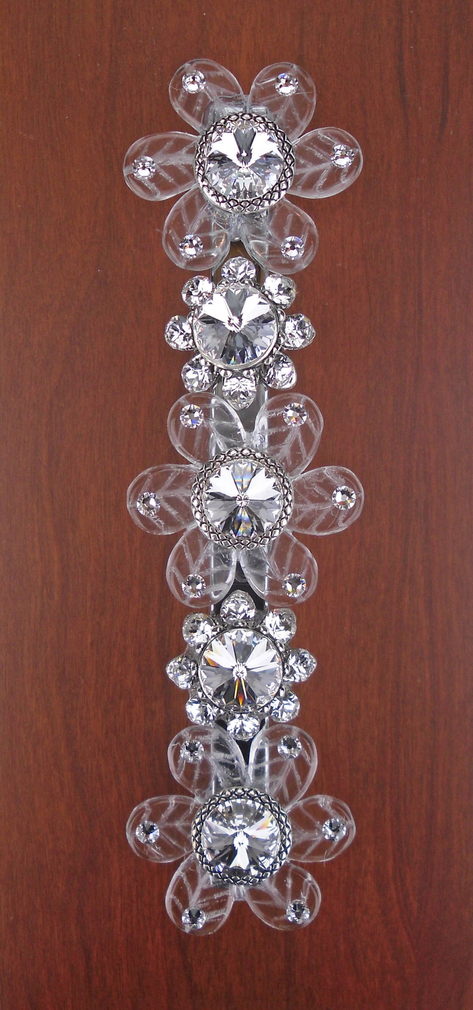 4 Crystal Flower Drawer Pull Rhinestone Chrome Cabinet - Etsy