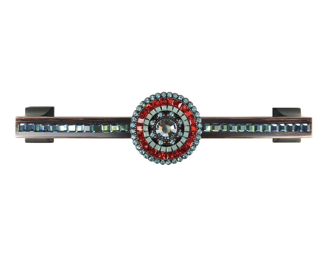 5" Crystal Drawer Pull, Turquoise Cabinet Handle, Kitchen Cupboard ...