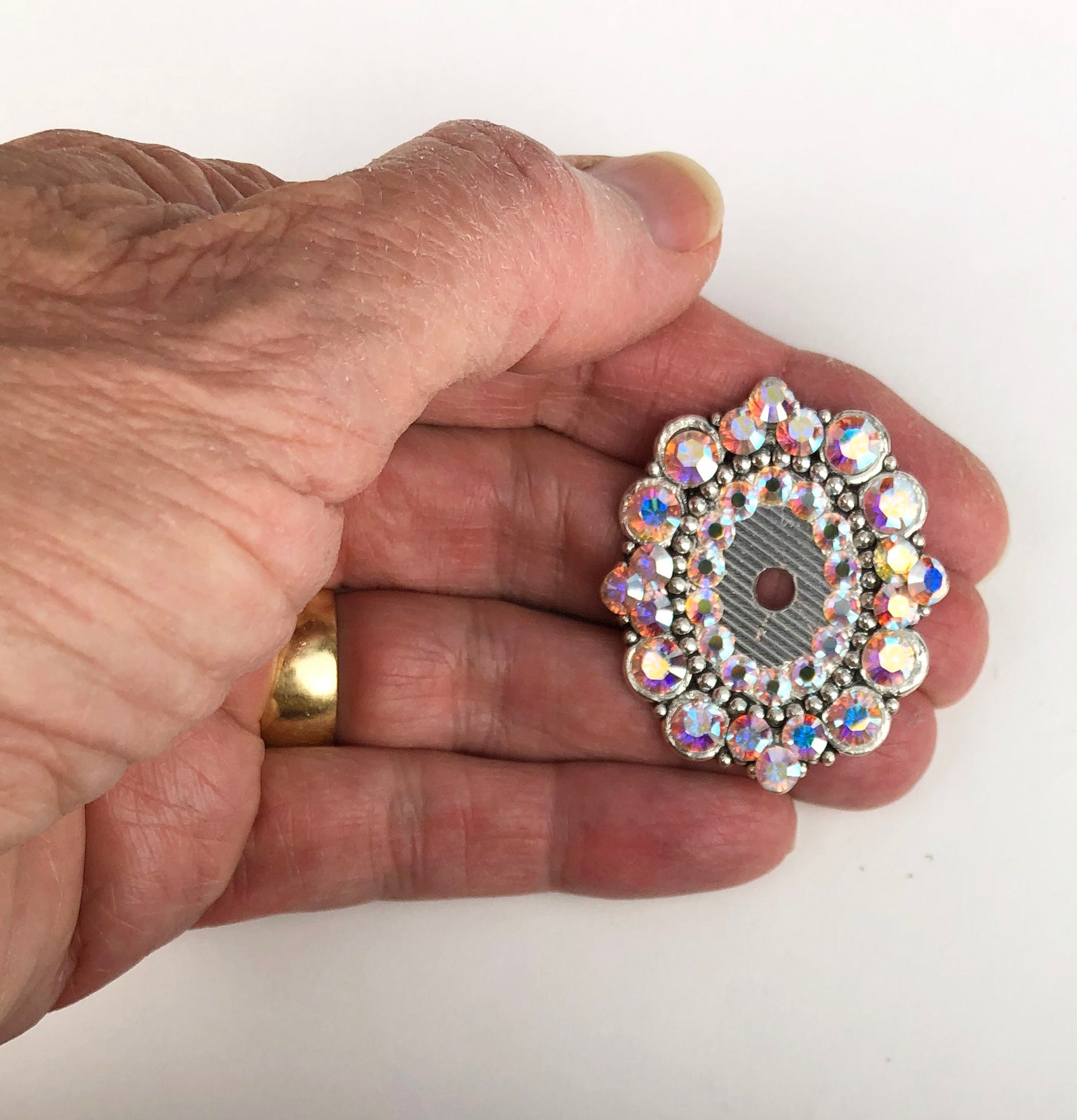 Cabinet Knob Backplate - Crystal Antique Silver; Decorative Cupboard ...