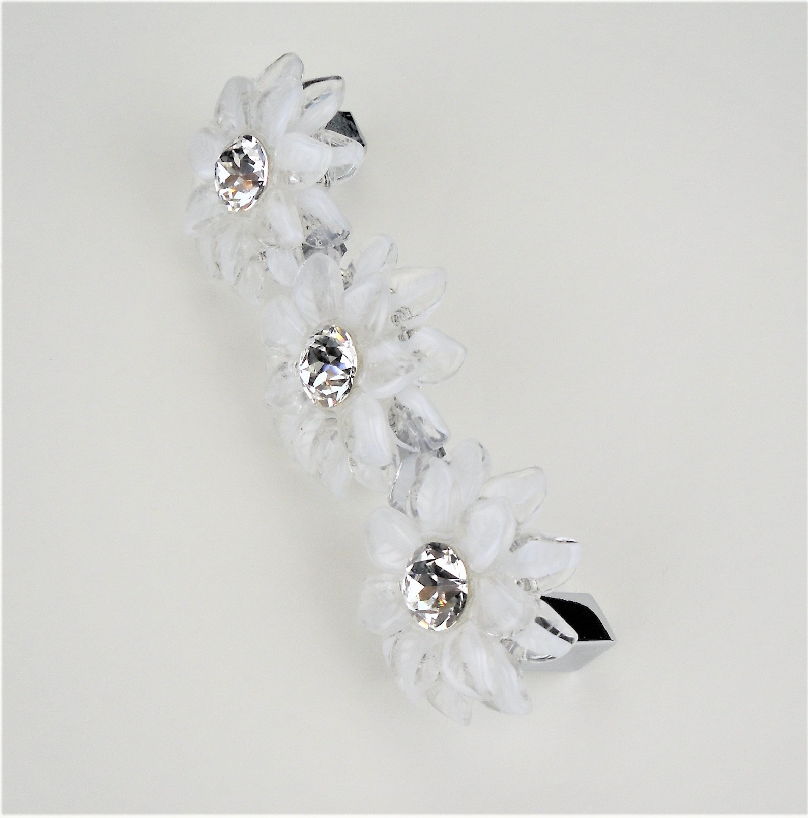 4 Crystal Flower Drawer Pull Large Rhinestone Chrome | Etsy