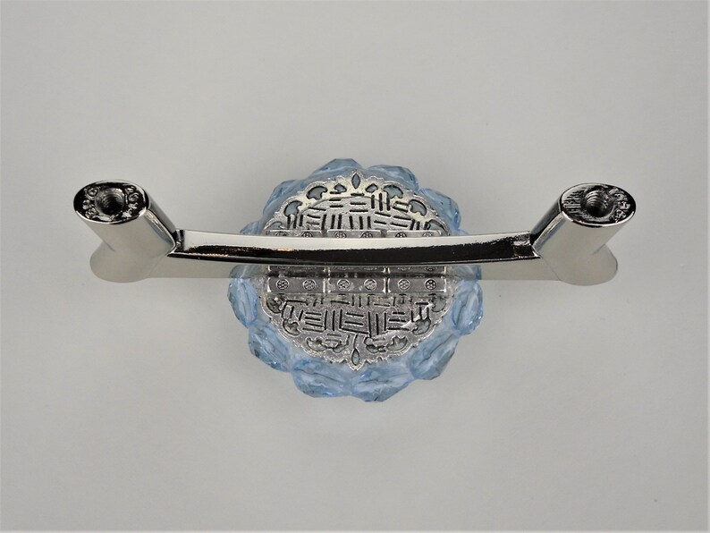 3 Inch Crystal Drawer Pull Aqua Beaded Polished Nickel - Etsy