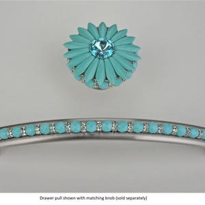 5 1/16 Inch Beaded Drawer Pull; Turquoise Satin Nickel Cabinet Handle ...
