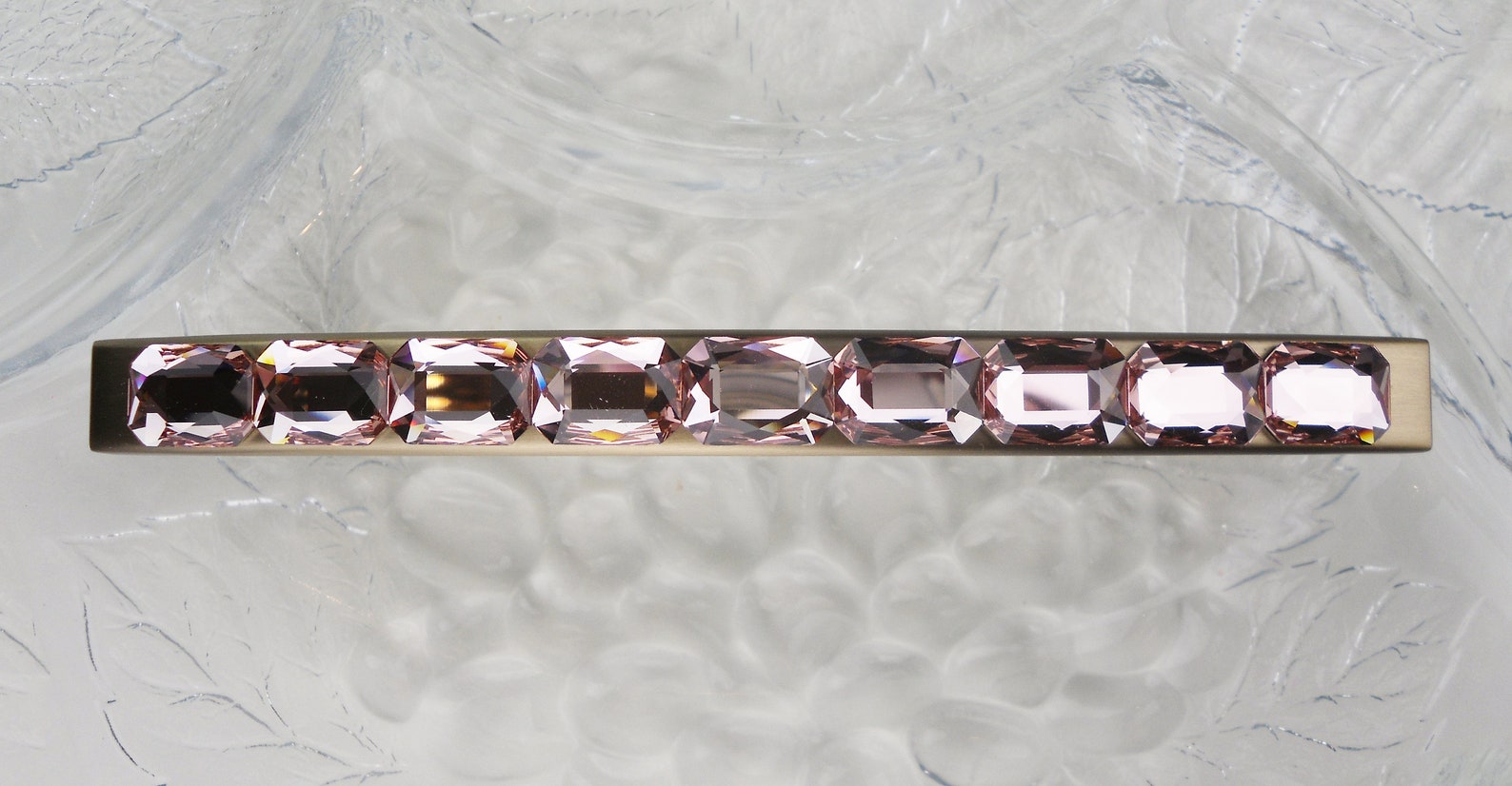 4" Crystal Drawer Pull; Rhinestone Colors on Champagne Bronze or Soft ...